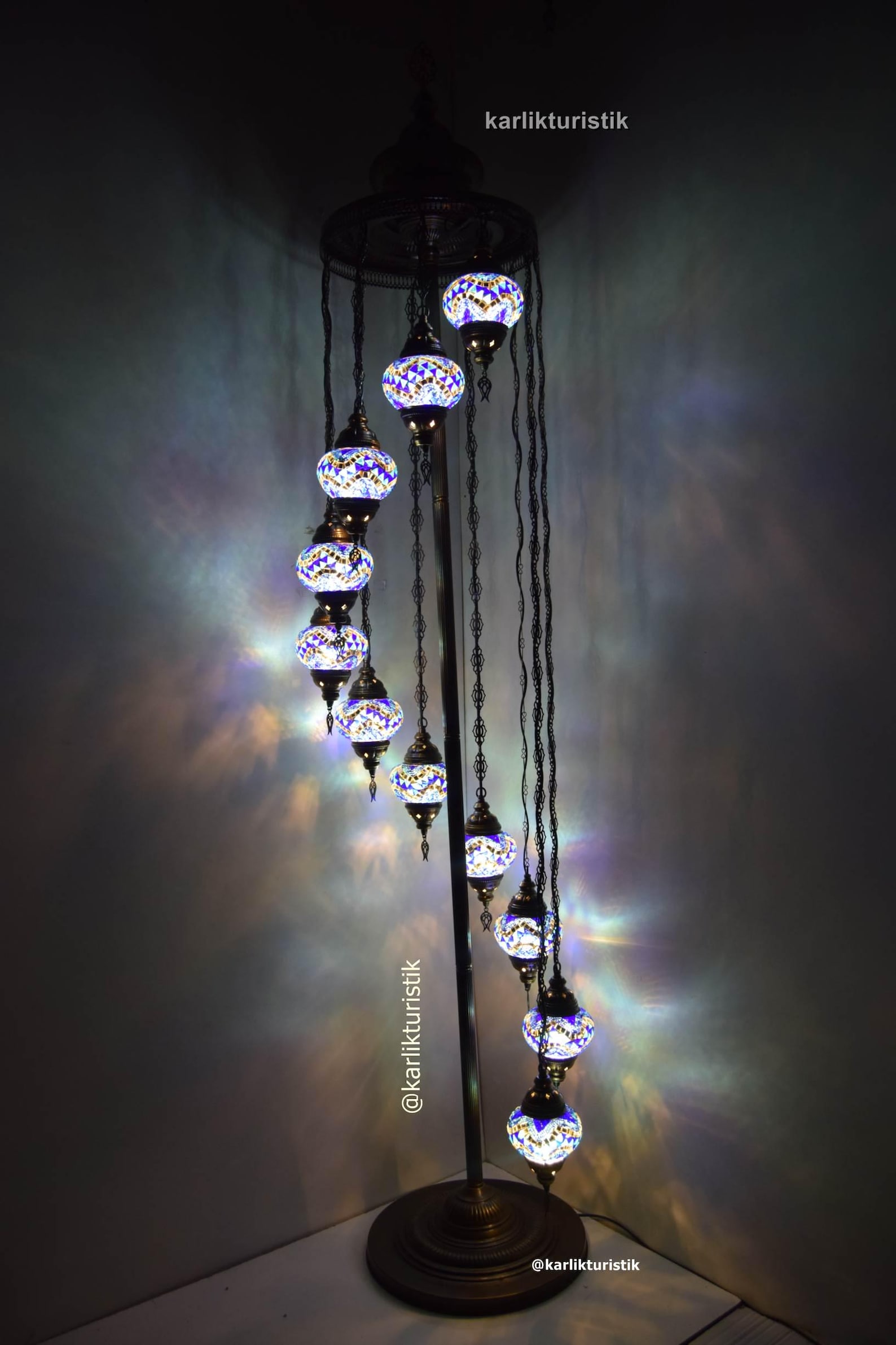 Turkish Stained Glass Lamp 11 Globe Standing Mosaic Pattern ,boho Style ...