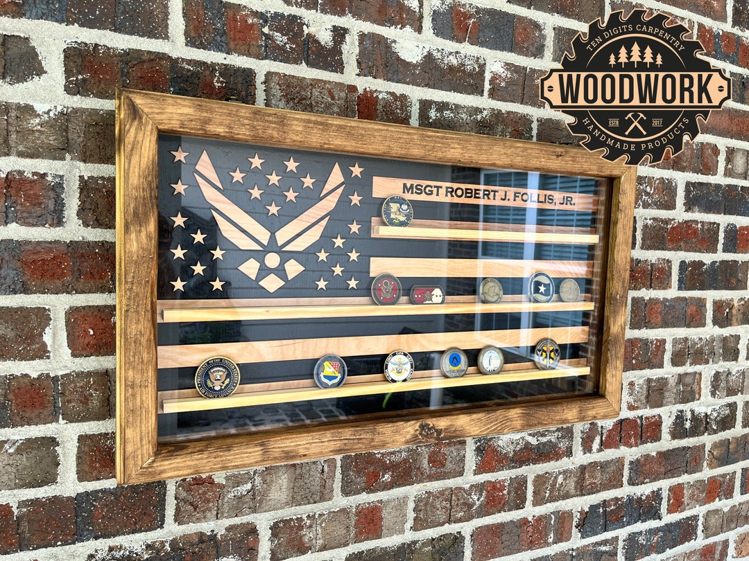 Med US Flag Subdued Black/natural I-cnc Challenge Coin Case w/ AF Wings ...