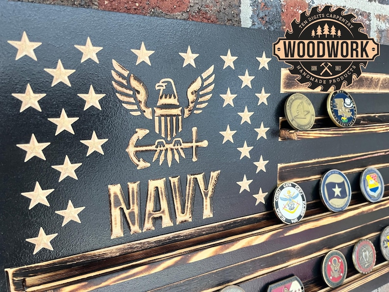 Medium Subdued US Flag Challenge Coin Display Flag (USMC Emblem) - Etsy