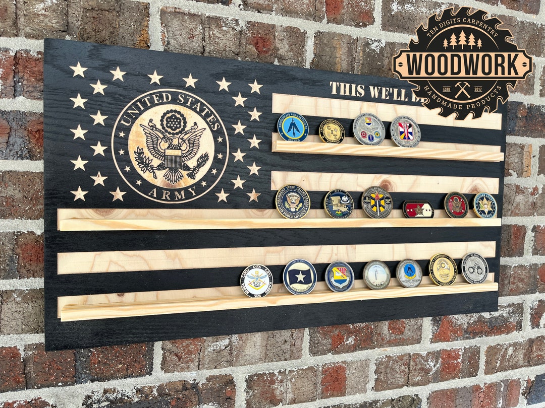 Medium Subdued US Flag Challenge Coin Display Flag united States Army ...