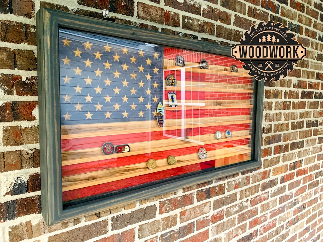 XL US Flag Challenge Coin Display Case w/ Free Personalization - Etsy