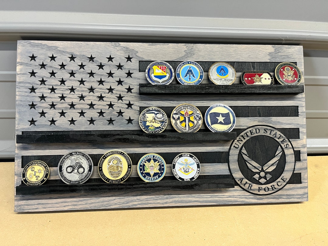 Ready Now! Small Subdued Flag Challenge Coin Display Flag USAF Emblem ...