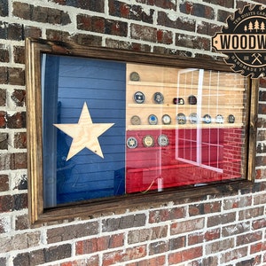 XL Glass Encased Texas Flag Challenge Coin Display Case W/ Hinged Door ...