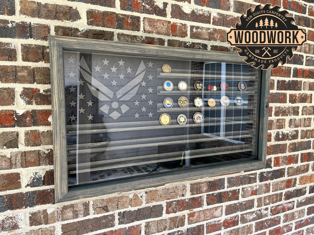 Large US Flag AF Wings Subdued Black/gray I-cnc Challenge Coin Case w ...