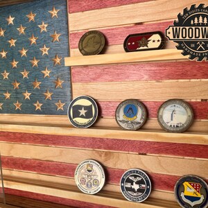 Med Glass Encased US Flag Challenge Coin Display Case W/ Sliding Door ...