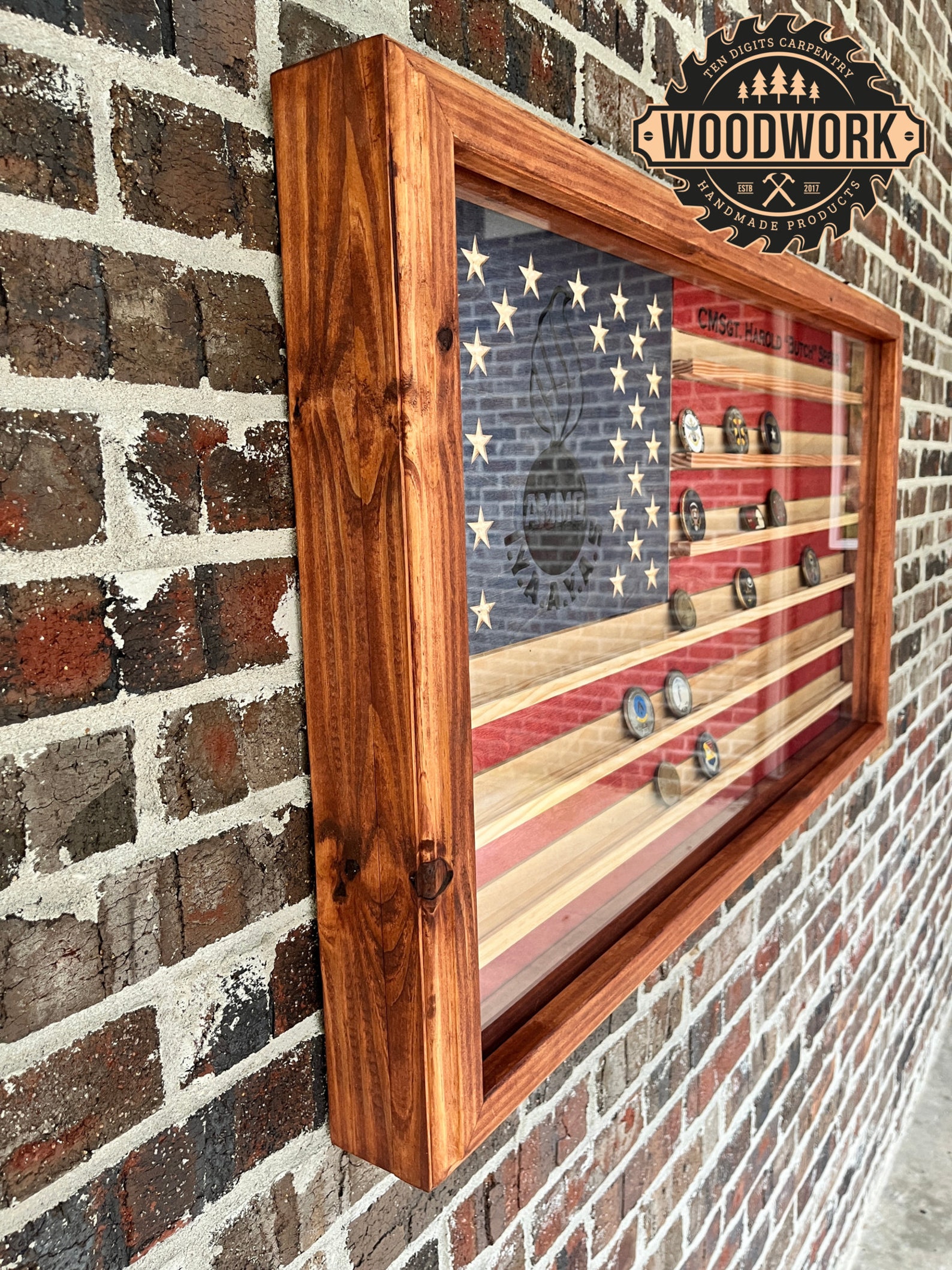 XL US Flag Challenge Coin Display Case w/ Custom Colored - Etsy