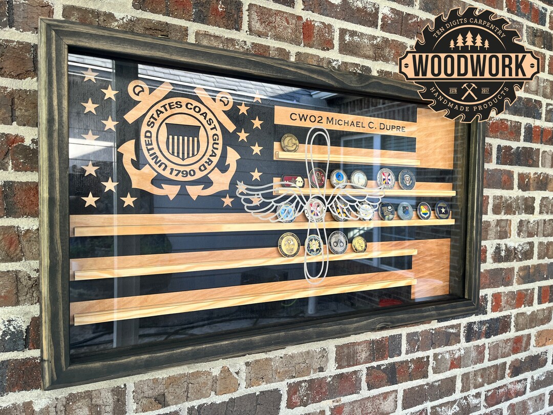 Large US Flag Subdued Black/natural I-cnc Challenge Coin Case w/ Free ...