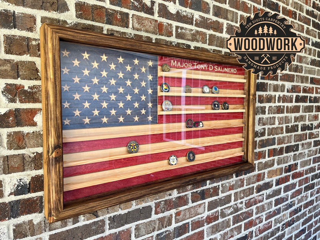 XL US Flag Challenge Coin Display Case w/ Free Personalization - Etsy