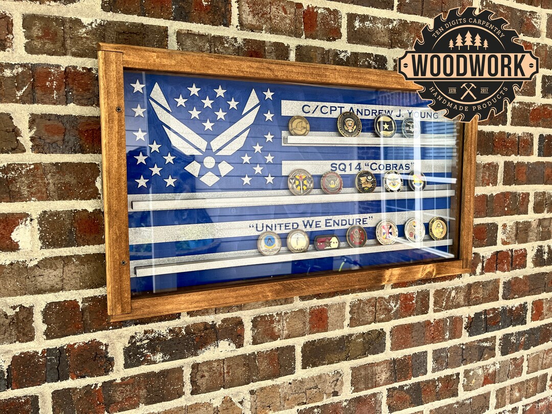 Med US Flag Subdued Silver/blue I-cnc Challenge Coin Case w/ AF Wings ...