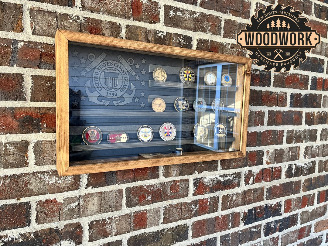 Small US Flag Subdued Black/gray I-cnc Challenge Coin Case W/ USCG ...