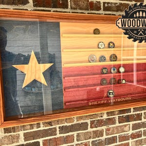 XL Glass Encased Texas Flag Challenge Coin Display Case W/ Sliding Door ...