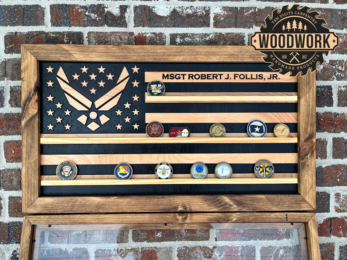 Med US Flag Subdued Black/natural I-cnc Challenge Coin Case - Etsy