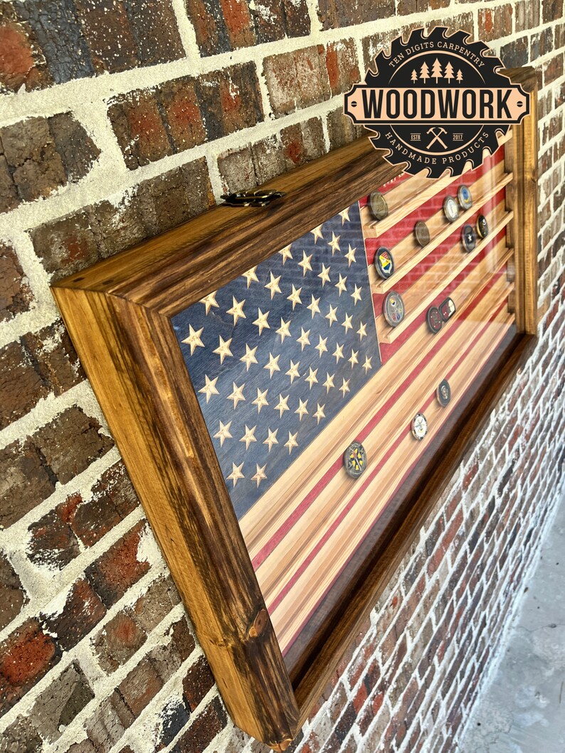 XL US Flag Challenge Coin Display Case w/ Free - Etsy
