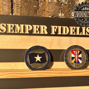 Medium Subdued US Flag Challenge Coin Display Flag (USMC Emblem) - Etsy