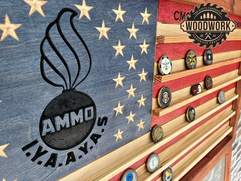 XL US Flag Challenge Coin Display Case w/ Custom Colored - Etsy