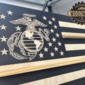 Medium Subdued US Flag Challenge Coin Display Flag (USMC Emblem) - Etsy