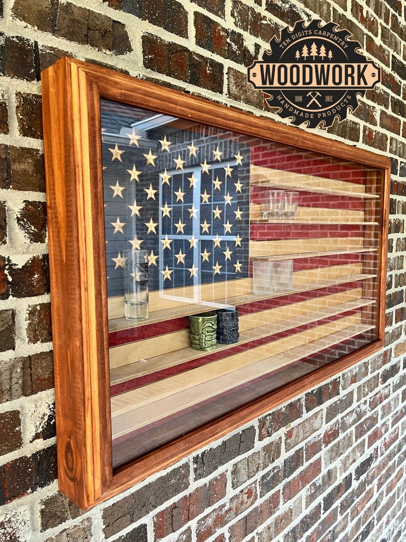 XL US Flag Shadow Box or Shot Glass Display Case w/ Free - Etsy