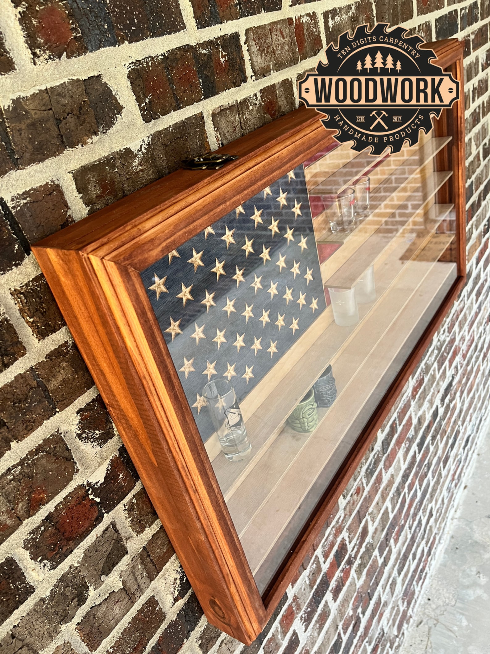 XL US Flag Shadow Box or Shot Glass Display Case w/ Free - Etsy