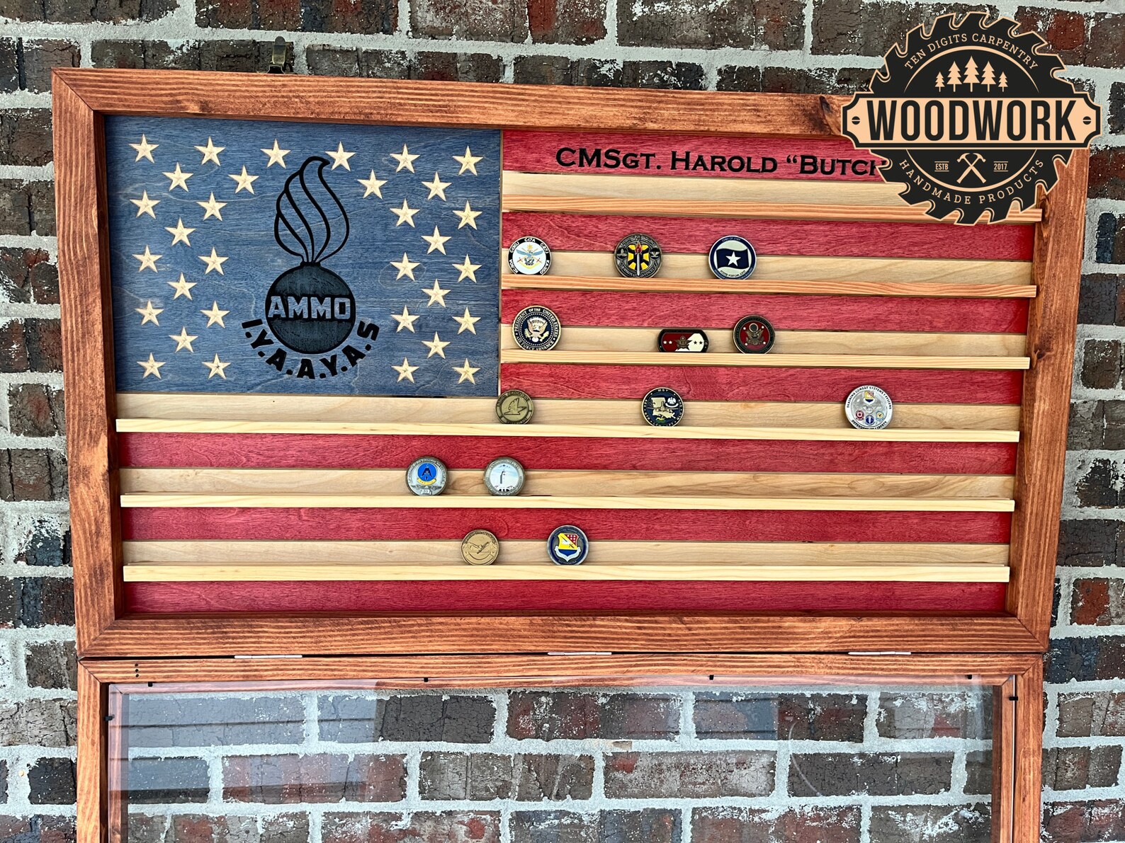 XL US Flag Challenge Coin Display Case w/ Custom Colored - Etsy