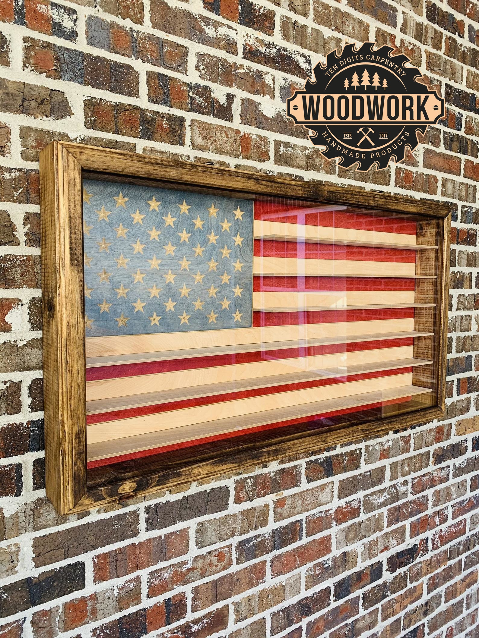 XL US Flag Shadow Box or Shot Glass Display Case w/ free | Etsy