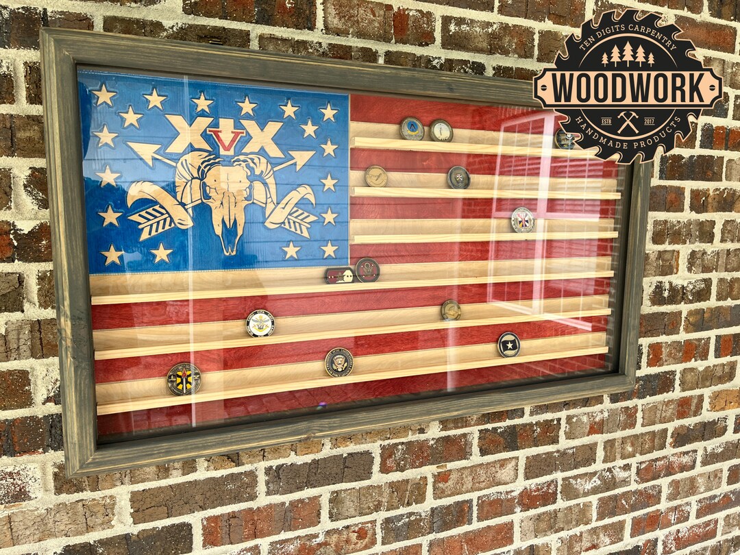 XL Glass Encased US Flag Challenge Coin Case W/ Epoxy Emblem (free ...