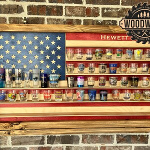 XL US Flag Shadow Box (or Shot Glass) Display Case W/ Hinged Door (free ...