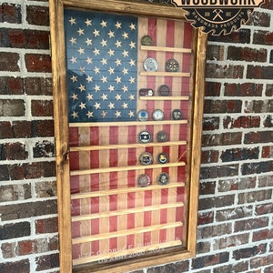 Large Glass Encased US Flag Vertical Challenge Coin Display Case (free ...