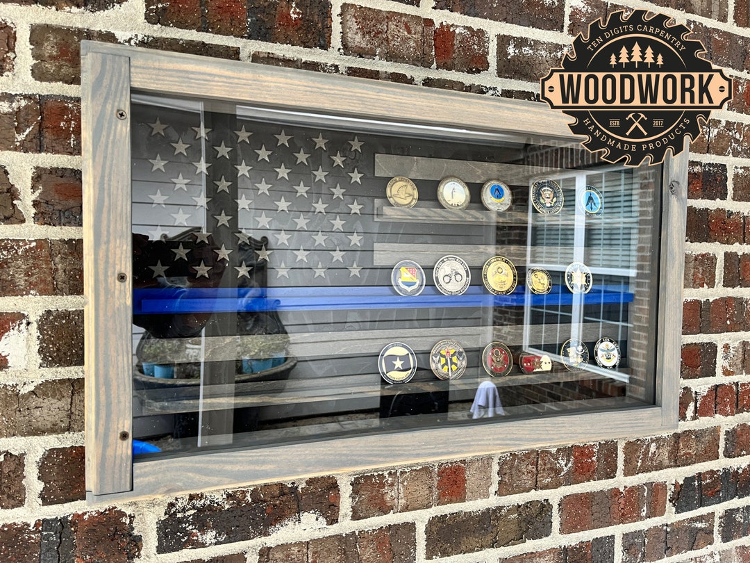 Medium I-cnc black/gray Subdued US Flag Thin Blue Line Challenge Coin ...