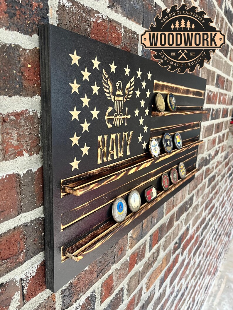 Medium Subdued US Flag Challenge Coin Display Flag (USMC Emblem) - Etsy