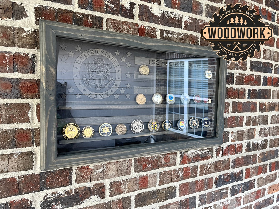 Med US Flag Subdued Black/gray I-cnc Challenge Coin Case w/ - Etsy