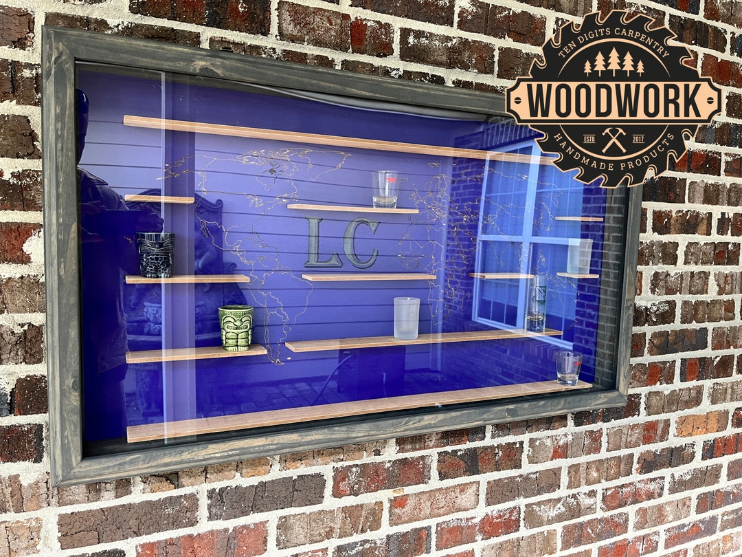 XL Glass Encased Custom Shadow Box (or Shot Glass) Display Case W ...