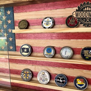 Med Glass Encased US Flag Challenge Coin Display Case W/ Sliding Door ...