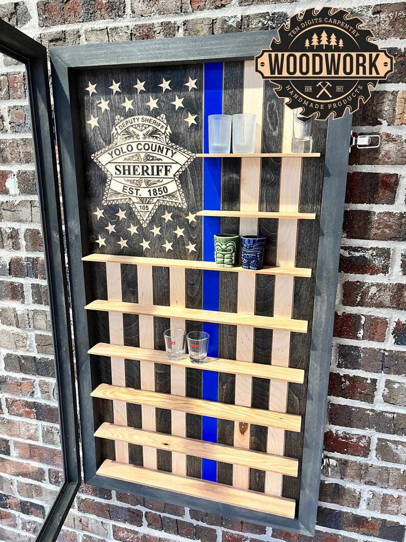 Large Subdued Thin Blue Line Vertical US Flag Shot Glass - Etsy