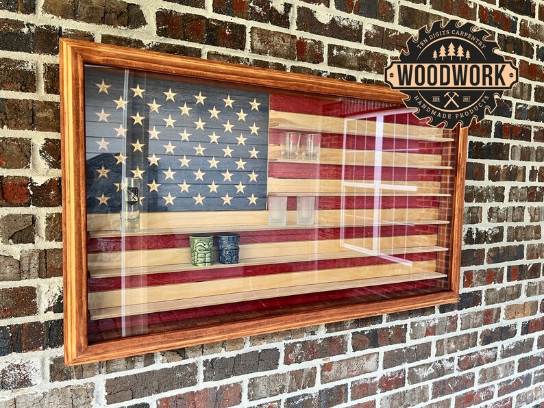 XL US Flag Shadow Box or Shot Glass Display Case w/ Free - Etsy
