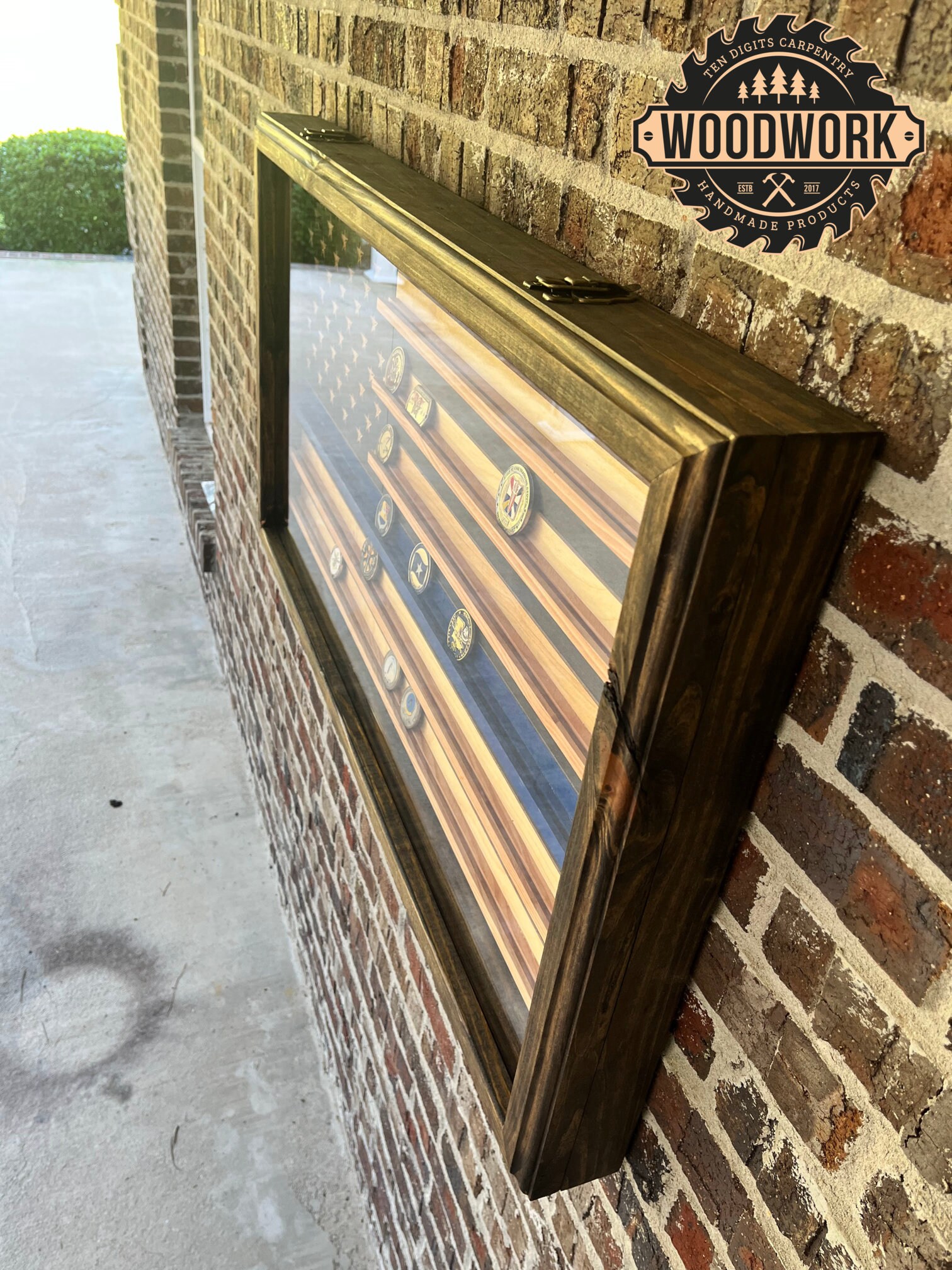 XL US Flag Thin Blue Line Challenge Coin Glass Display Case | Etsy