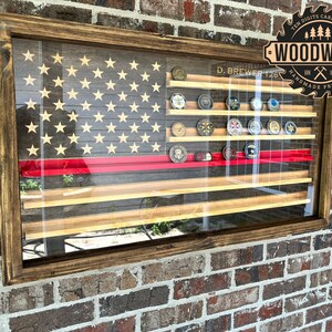 Large Glass Encased US Flag Subdued Laminate Thin Red Line Challenge ...