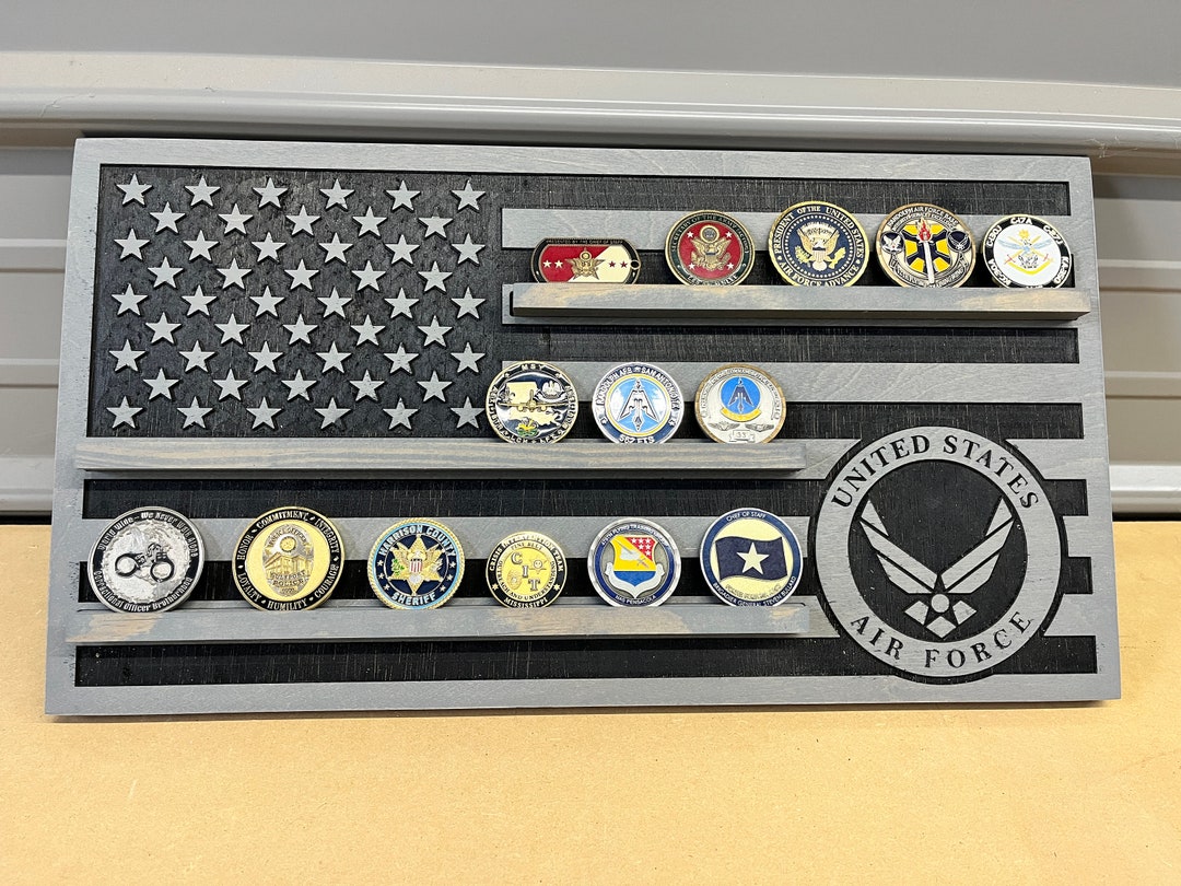 Ready Now! Small Subdued Flag Challenge Coin Display Flag USAF Emblem ...