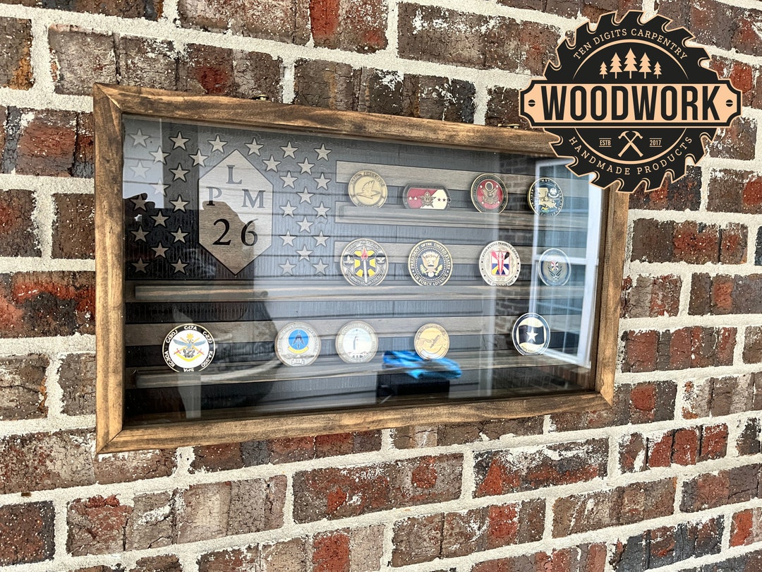 Small US Flag Subdued Black/gray I-cnc Challenge Coin Case (w/ Free ...