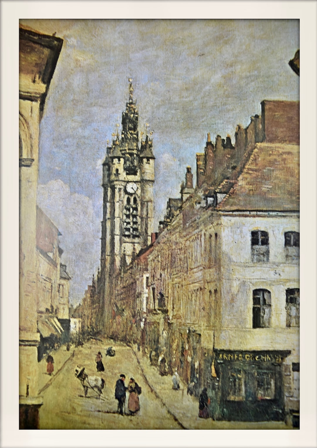 Vintage Art Print: Belfry at Douai by Jean-baptist Camille Corot (1871 ...