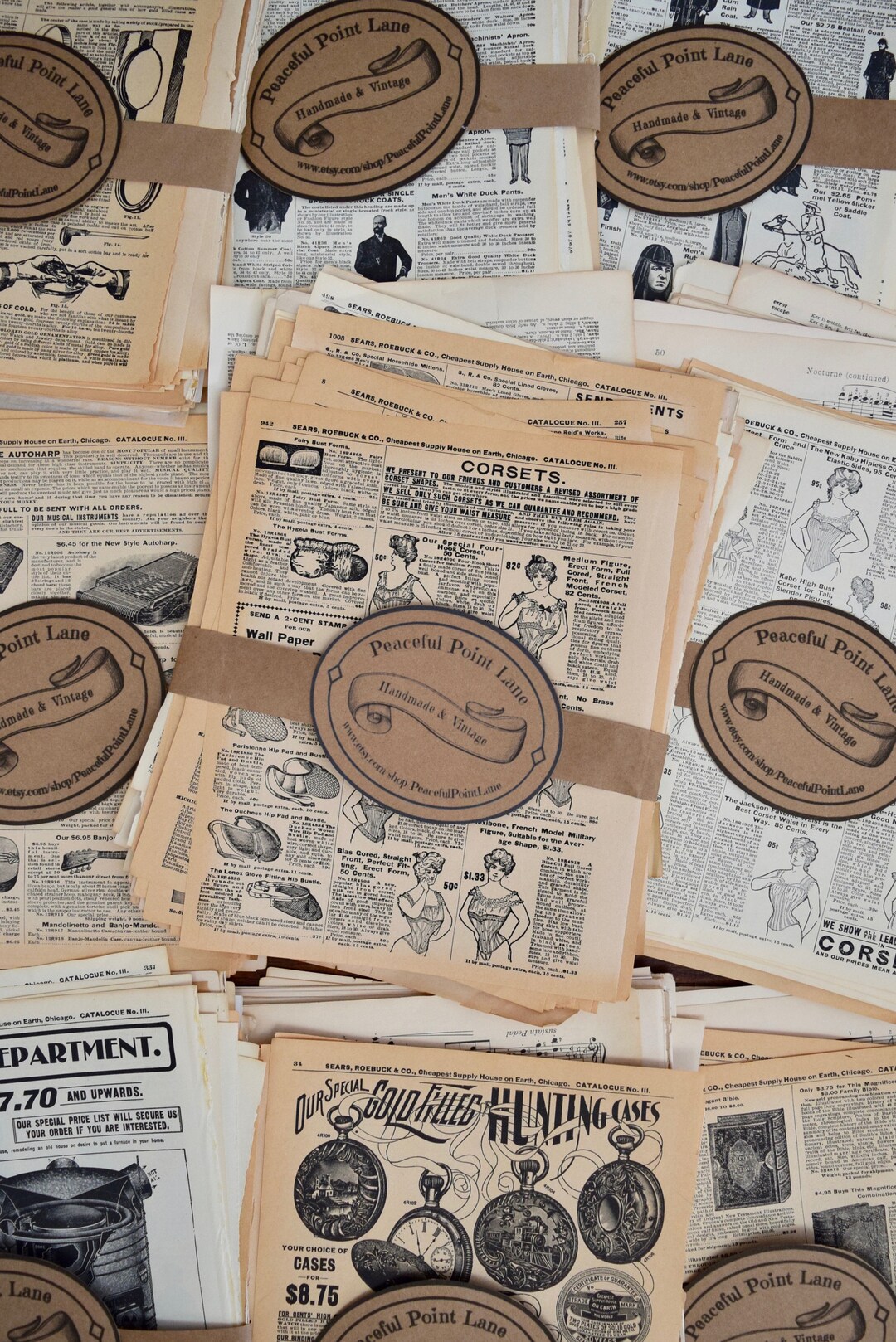 90 Pages Vintage Ephemera 9x11 Paper Sears Ads Sheet Music Dictionary ...