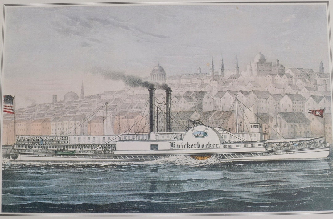 Steamboat Knickerbocker, Currier and Ives, Vintage Print, Americana ...