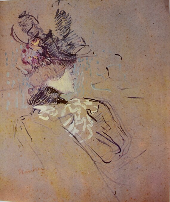 VTG Art Print Henri De Toulouse-lautrec Profile D'une - Etsy