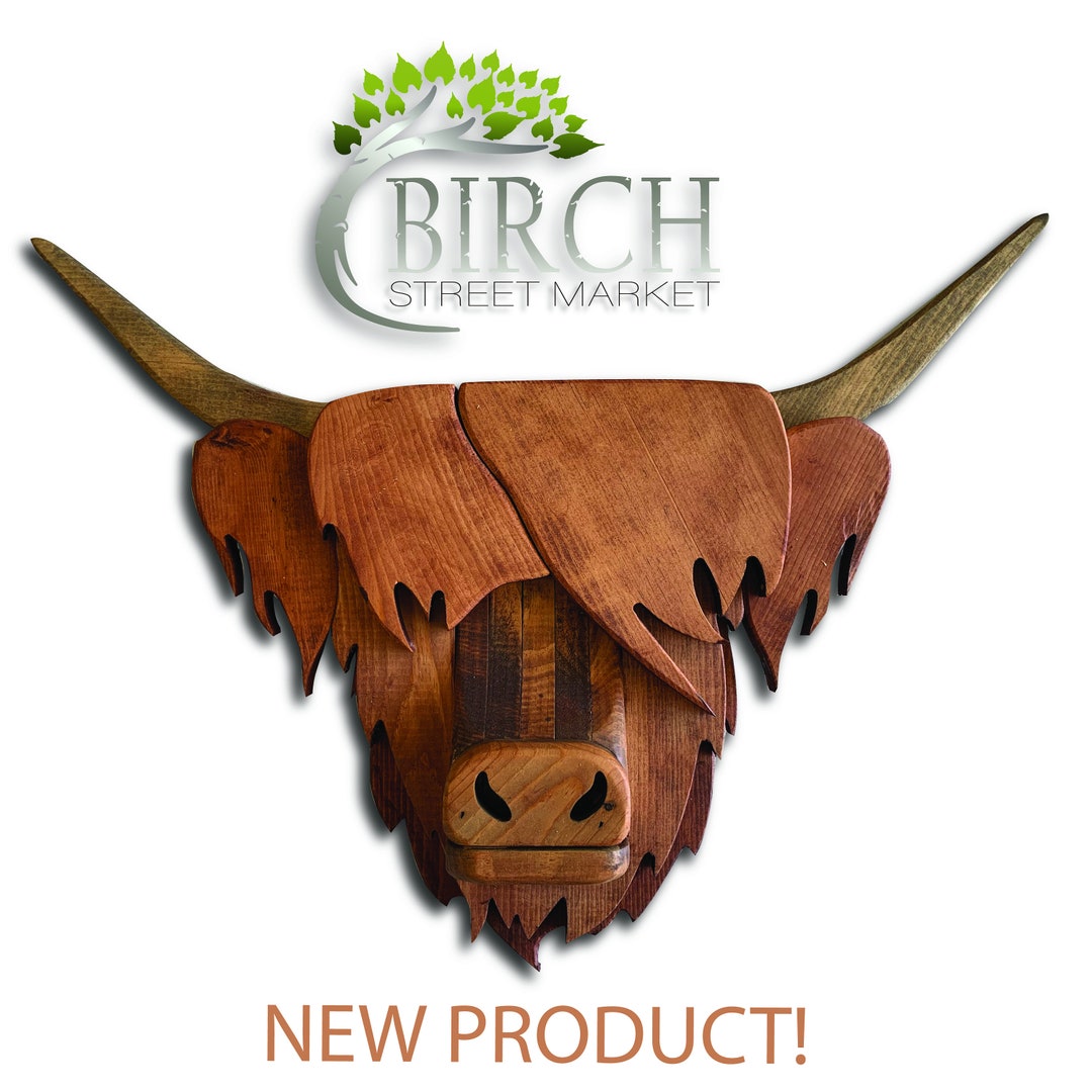 Faux Taxidermy Wood Highland Cow Head | Cow Head | Trending | High ...