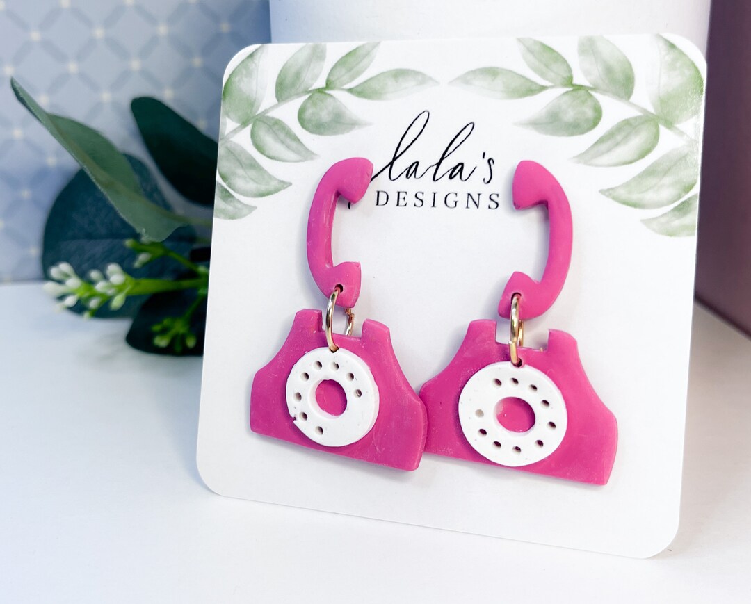Rotary Dial Phone Earrings Retro Pretty in Pink - Etsy