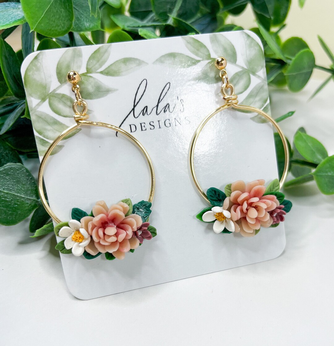 Floral Wire Loop Earrings - Etsy