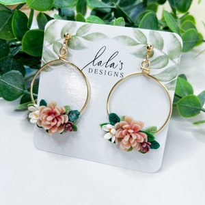 Floral Wire Loop Earrings - Etsy