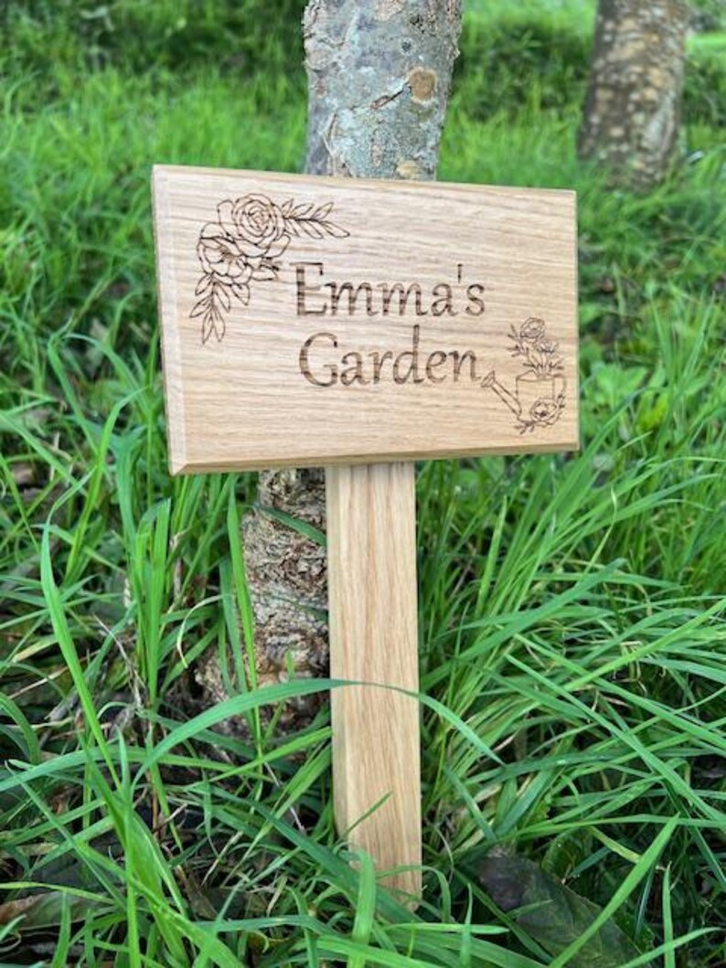 Personalised Oak Garden Plaques With Post - Etsy UK