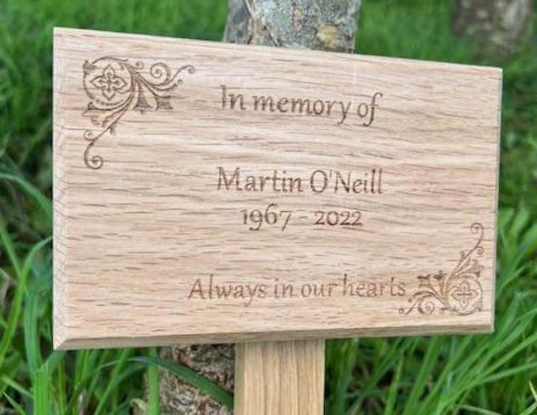 Personalised Oak Memorial Plaques With Post - Etsy UK