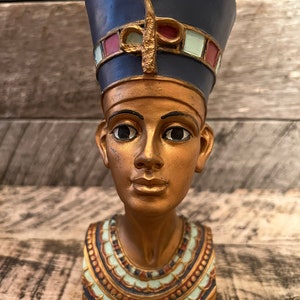 Statue of Egyptian Art Queen Nefertiti Bust Hand Painted - Etsy