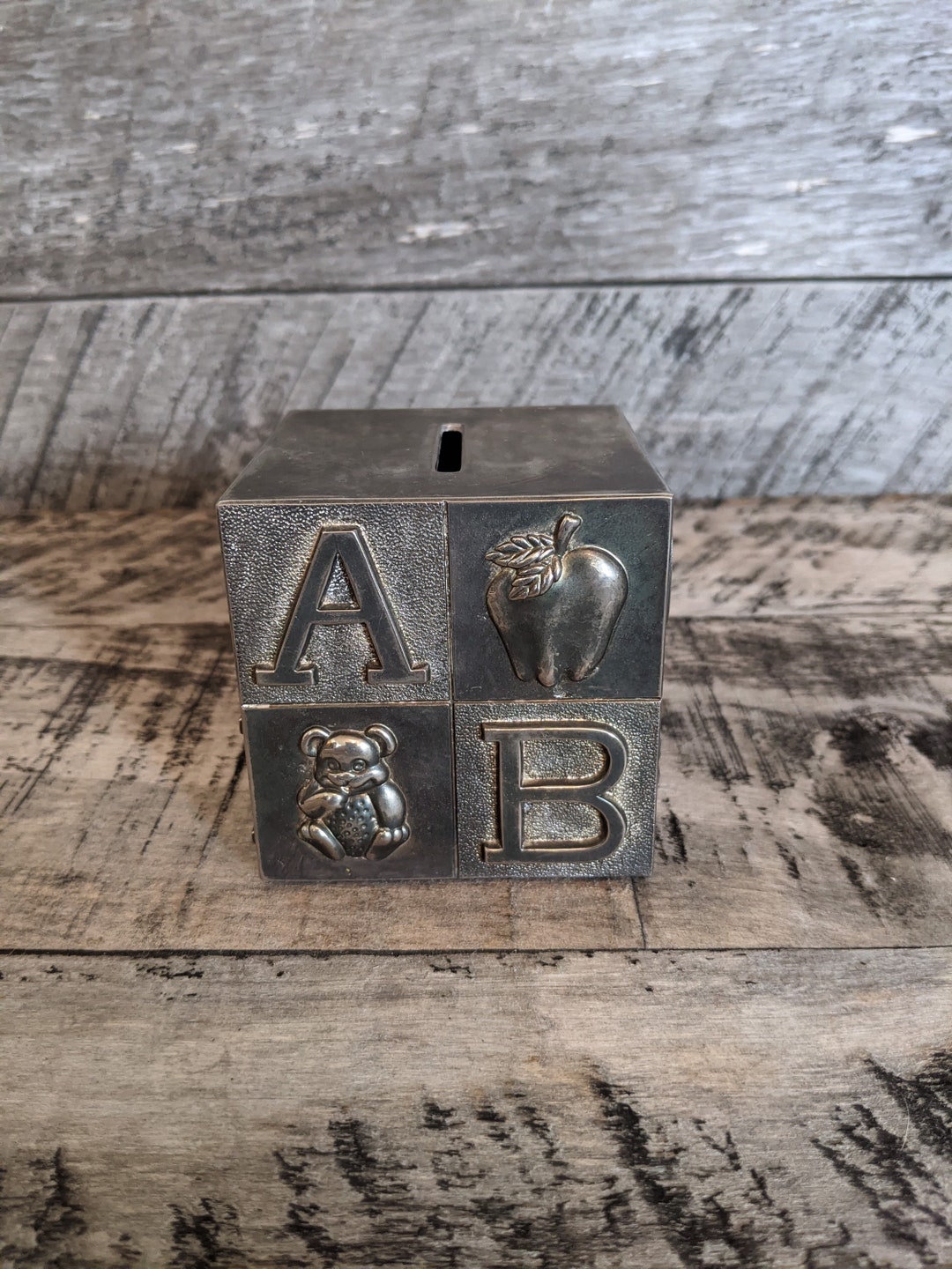 Vintage ABC Block Bank. - Etsy